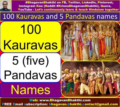 What Are The Names Of 100 Kauravas And 5 Pandavas R Hinduism