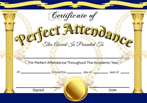 Perfect Attendance Template Postermywall Perfect Attendance Award