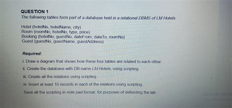 Solved Question 1 The Following Tables Form Part Of A
