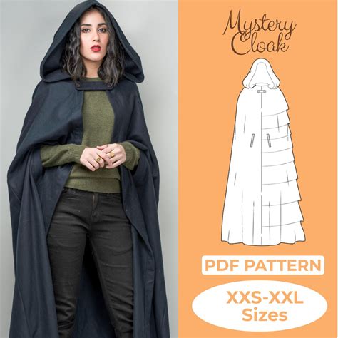 Cloak With Hood Sewing Pattern Fantasy Carnival Costume Elven Cape Magical Gown Halloween Cloak With Hood Sewing Pattern Fantasy Carnival Costume Elven Cape Magical Gown Halloween