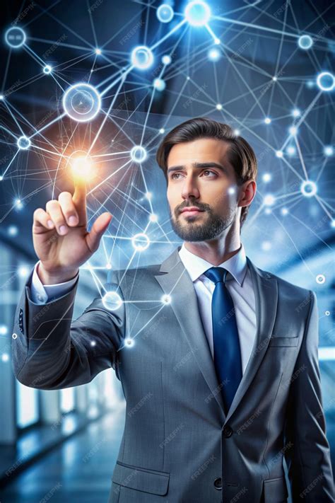 Businessman Touching The Brain Working Of Artificial Intelligence Ai In The Futuristic Business