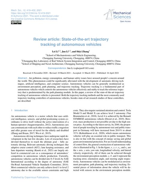 Pdf Review Article State Of The Art Trajectory Tracking Of