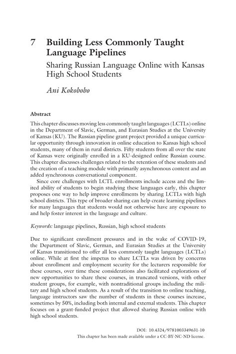 Pdf Building Less Commonly Taught Language Pipelines