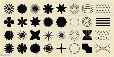 잔인한 기하학적 모양의 큰 벡터 세트입니다 트렌디한 추상 미니멀리스트 인물 별 흐름 원 현대 추상 그래픽 디자인 요소 벡터