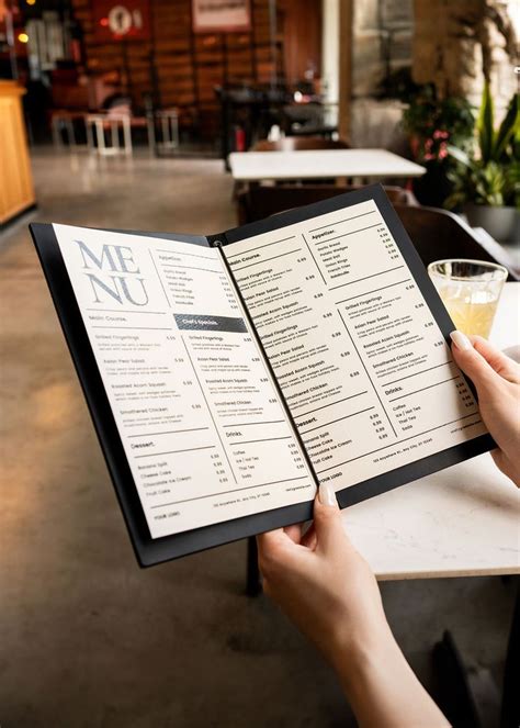 Black Double Leather Menu Cover With Elastic Band Custom Menu Folder