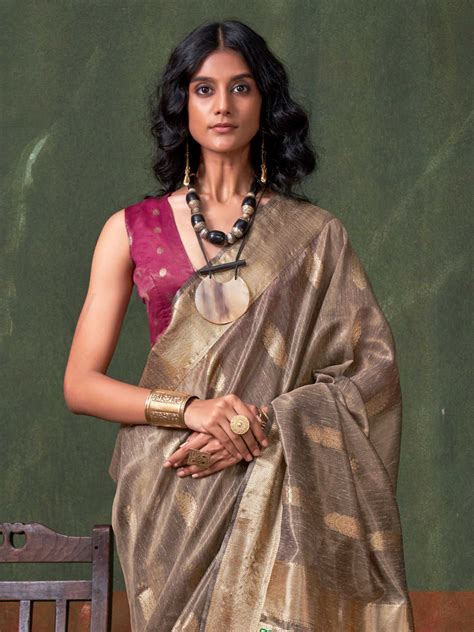 Antique Gold Paithani Banarasi Tissue Silk Saree House Of Vardha
