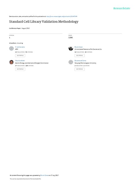 Standard Cell Library Validation Methodology Pdf Digital Electronics Electronics