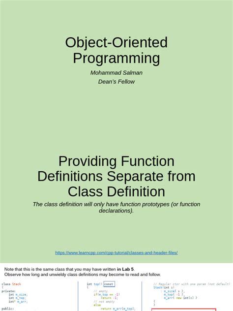 1 Separating Function Defs From Class Def Pdf Constructor Object