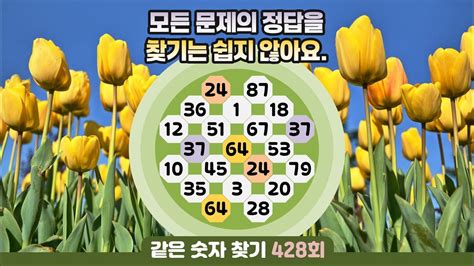 같은숫자찾기 428회 모든 문제의 정답을 찾기는 쉽지 않아요 같은숫자찾기 퀴즈 치매예방퀴즈 두뇌운동 Number