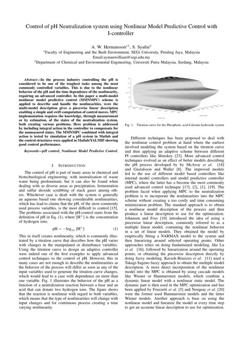 Pdf Control Of Ph Neutralization System Using Nonlinear Model