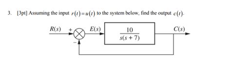 solved 3 [3pt assuming the input r t u t to the system