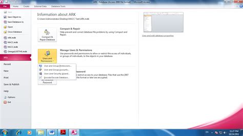 user level security wizard in microsoft access vba