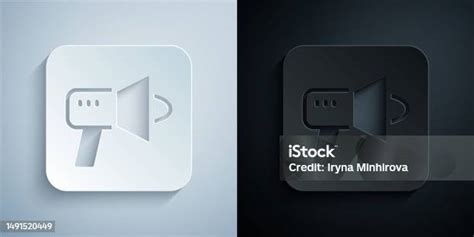 종이 는 회색과 검은 색 배경에 격리 된 메가 폰 아이콘을 잘라 스피커 기호입니다 종이 아트 스타일 벡터 3차원 형태에 대한 스톡 벡터 아트 및 기타 이미지 Istock