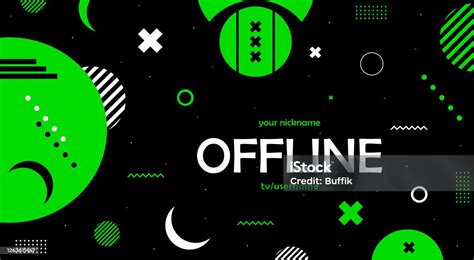 스트림에 대한 오프라인 트위치 Hud 화면 배너 169 녹색 모양이있는 오프라인 검은 색 배경입니다 오프라인 스트리머 방송을 위한 화면 보호기입니다 오프라인 화면을 스트리밍