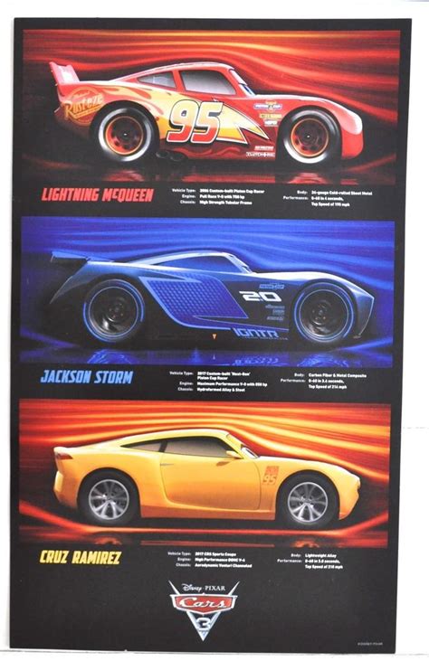 Cars 3 Disney Pixar Lightning Mcqueen 2017 Cartoon Movie Promo Poster
