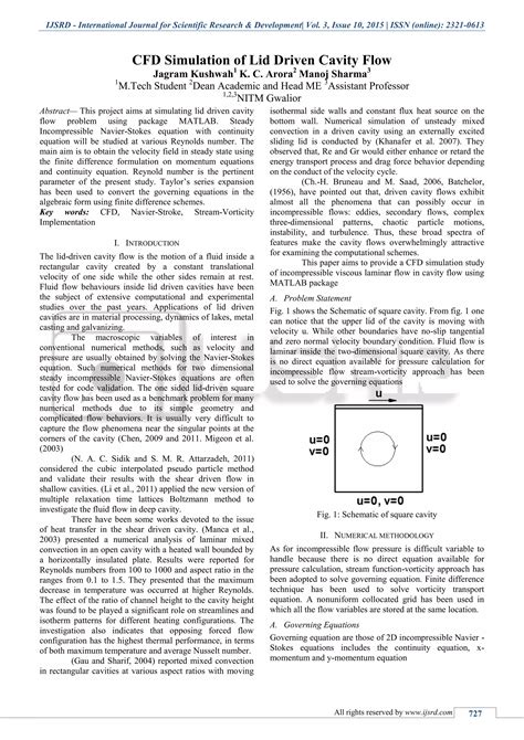 CFD Simulation Of Lid Driven Cavity Flow PDF