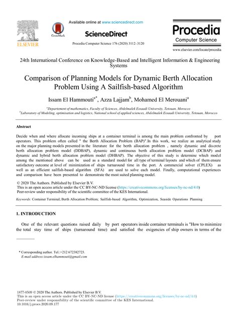 Pdf Comparison Of Planning Models For Dynamic Berth Allocation