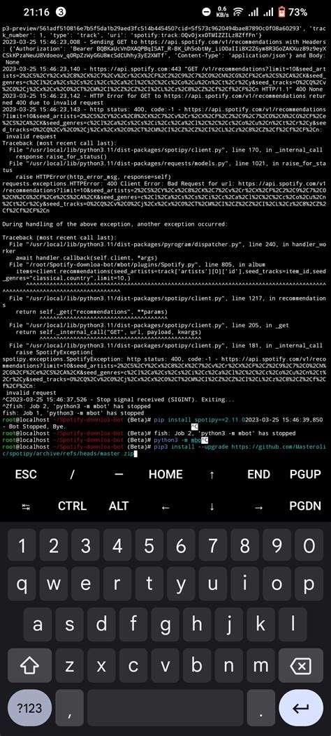 I Found 400 Bad Request In Clientrecommandations · Issue 953 · Spotipy Devspotipy · Github