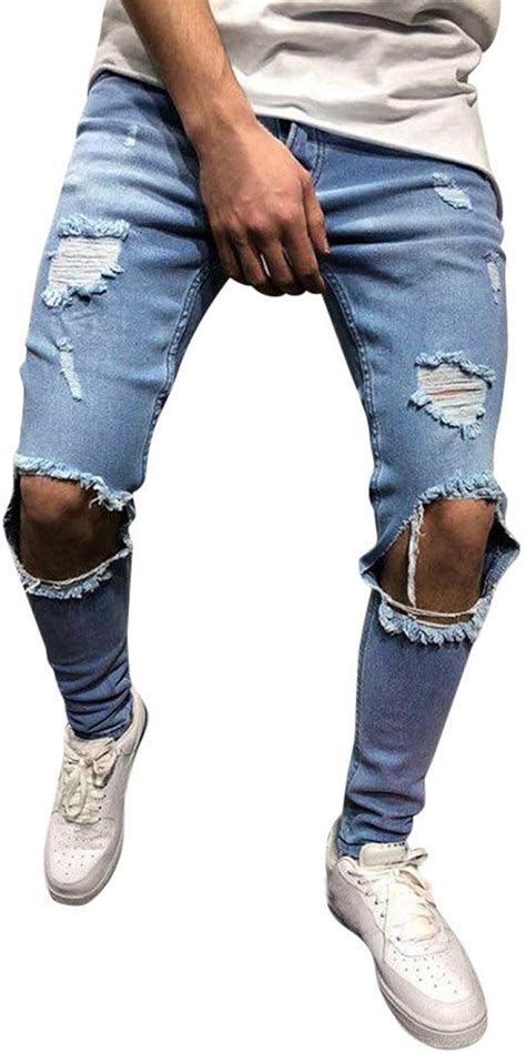Sallydream Pantalones Vaqueros Hombre Rotos Skinny Slim Fit Insignia
