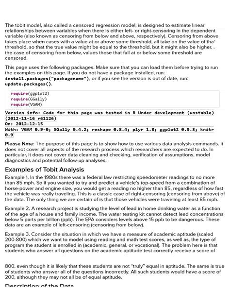 Tobit Models R Data Analysis Examples Pdf Regression Analysis Statistical Analysis