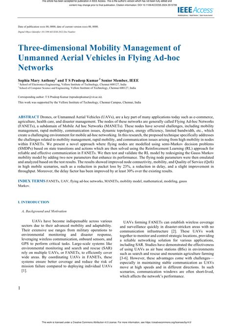 Pdf Three Dimensional Mobility Management Of Unmanned Aerial Vehicles In Flying Ad Hoc Networks