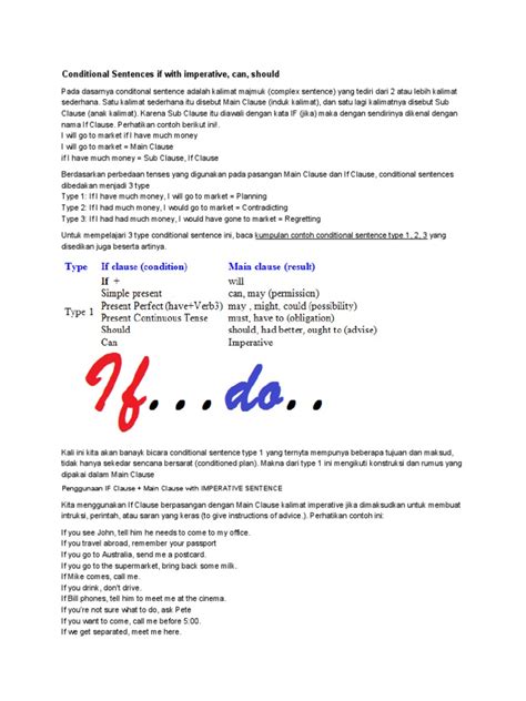 Conditional Sentences If With Imperative Pdf Semantics Syntax