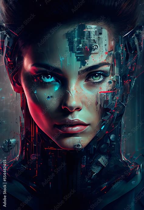 Portrait Of A Sci Fi Cyberpunk Girl High Tech Futuristic Woman From