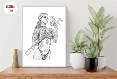Selfie Girl Drawing Erotic Art Sketch Illustration Nude Sensual Etsy Australia