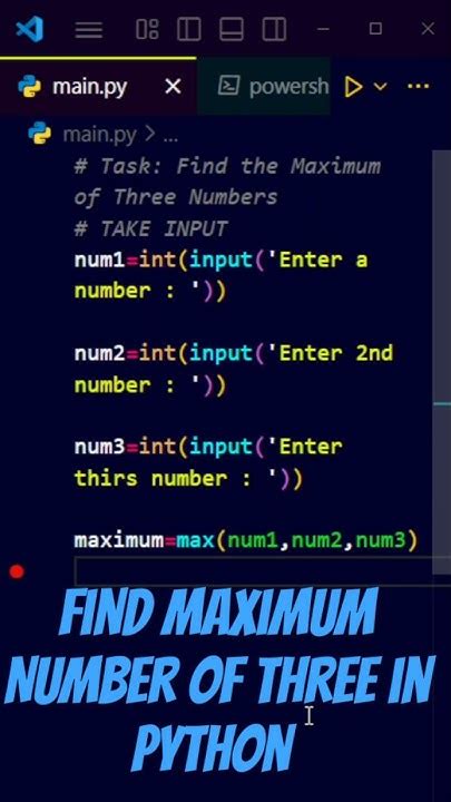 Find The Maximum Of Three Numbers In Python Shorts Trending Python