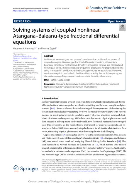 Pdf Solving Systems Of Coupled Nonlinear Atanganabaleanu Type Fractional Differential Equations
