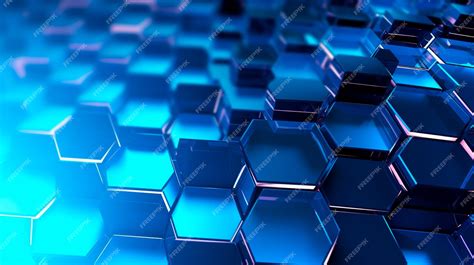 Premium Photo Blue Hexagon Technology Abstract Background Generative Ai Illustrator