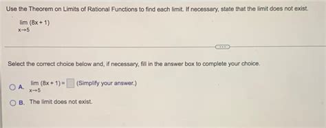Solved Use The Theorem On Limits Of Rational Functions To Chegg Com