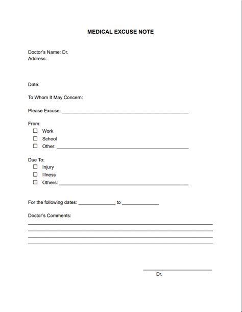 Free Doctors Note Template For Work And School In Pdf And Word