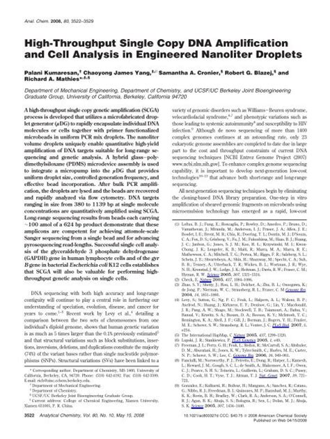 High Throughput Single Copy Dna Amplification And Cell Analysis
