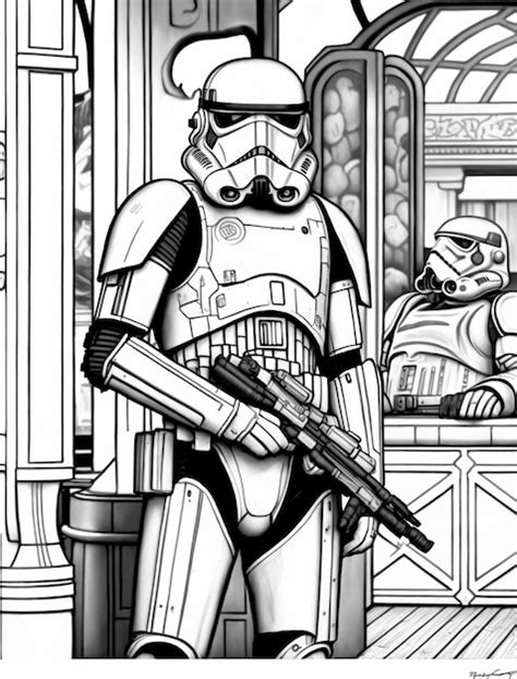 Premium Photo A Black And White Drawing Of A Storm Trooper