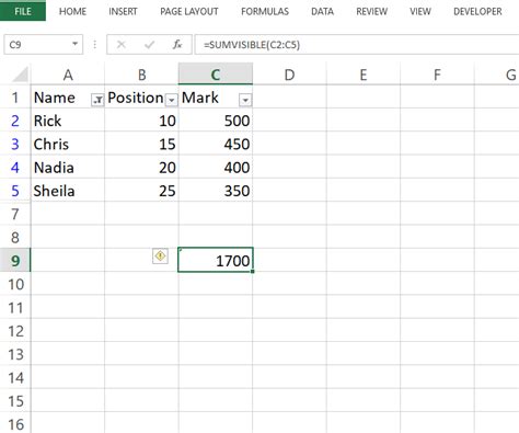 How To Calculate The Sum Of Filtered Cells Basic Excel Tutorial