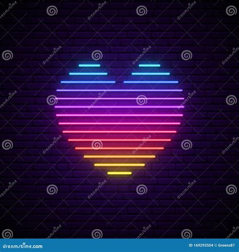 Bright Vector Neon Heart Rainbow Lines In A Heart Form Isolated On The