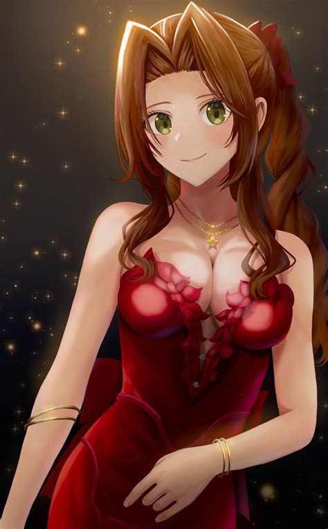Aerith Gainsborough Final Fantasy And 2 More Drawn By Konbanwa01 Danbooru