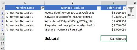 Ideas de Excel Funcion SUBTOTALES ejemplo Práctico