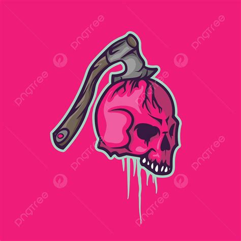 Illustration Of A Skull Holding Axes Designed As A Mascot Logo Template