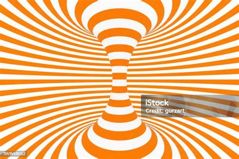 토 러 스 3d 착시 래스터 그림입니다 최 면 화이트와 오렌지 튜브 이미지입니다 콘트라스트 트위스트 루프 스트라이프 장식 3차원 형태에 대한 스톡 사진 및 기타 이미지