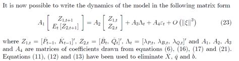 A Question In Sutherland 2002 Simple 2nd Order Solution For Dsge Models General Dsge