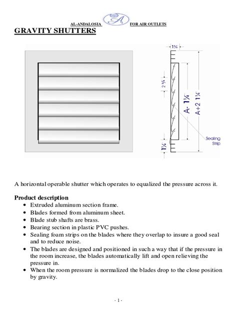 Gravity Shutters Product Description Pdf Pressure Chemical
