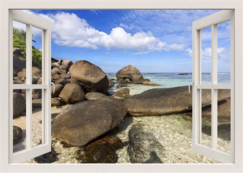 Sea Coast Wall Sticker 3d Window Wall Decal Tropical Beach Wall Decal