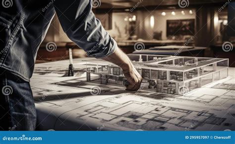 Engineer Architect Develops A Layout Of Architecture Stock Illustration Illustration Of Modern