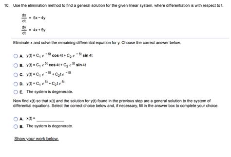 Solved Use The Elimination Method To Find A General Chegg
