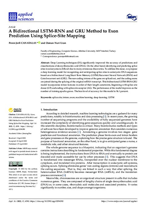 pdf a bidirectional lstm rnn and gru method to exon prediction using
