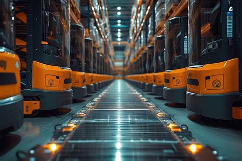 Safety Features In Automated Warehouse With Agvs And Warning Systems In