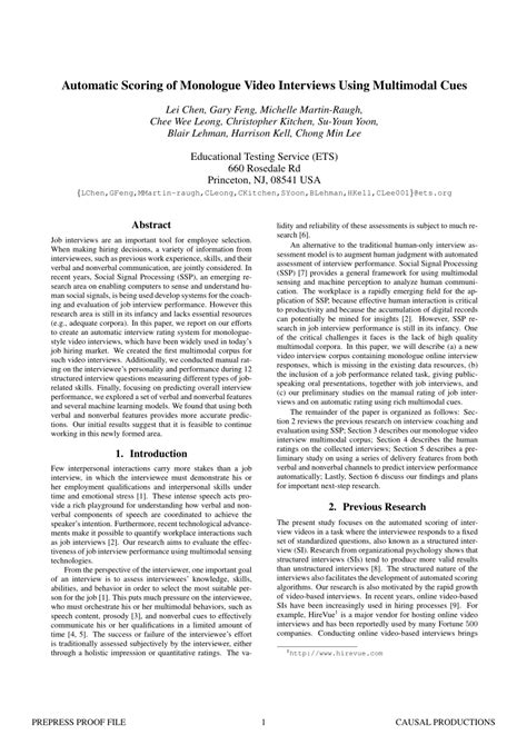 Pdf Automatic Scoring Of Monologue Video Interviews Using Multimodal Cues