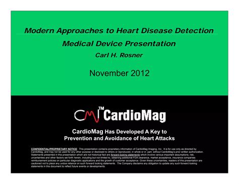 Modern Approaches To Heart Disease Detection Carl H Rosner Cardiomag Imaging Inc Ppt
